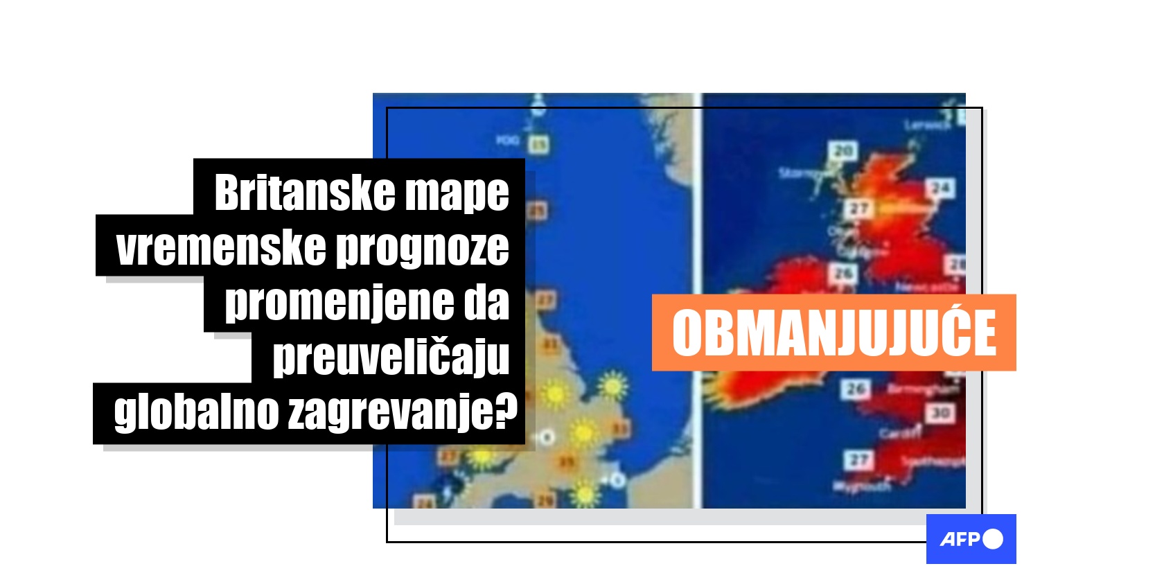 Poređenje ovih mapa vremenske prognoze za Britaniju različitih formata ...
